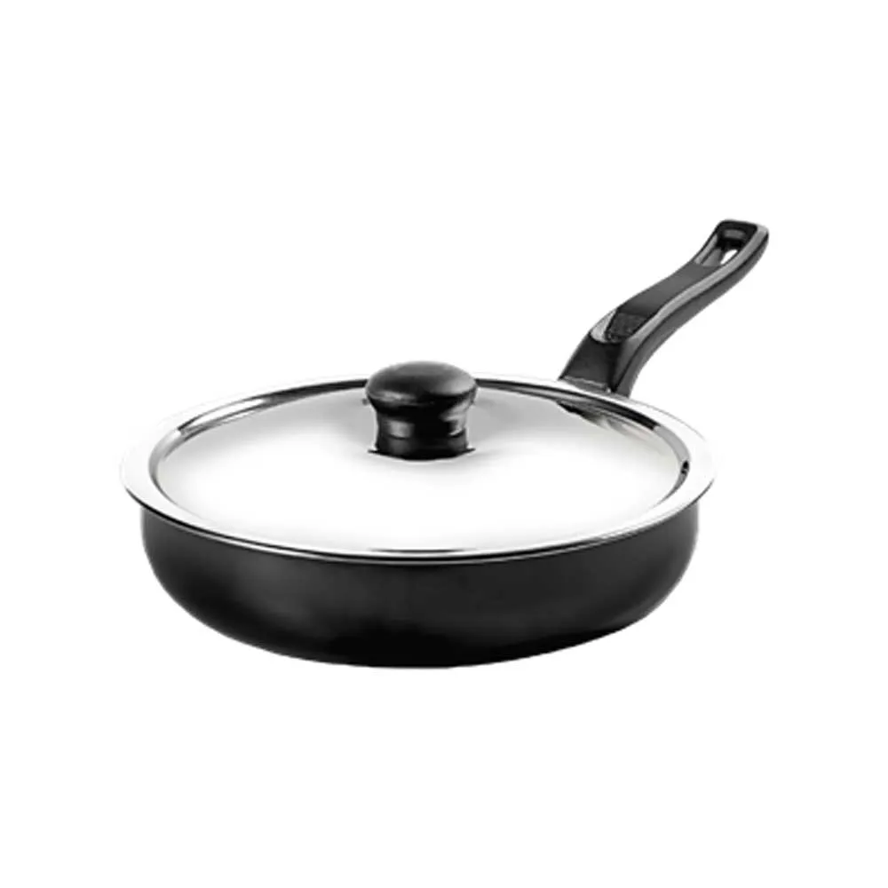 23cm Hard Annodized Deep Fry Pan With Stainless Steel Lid